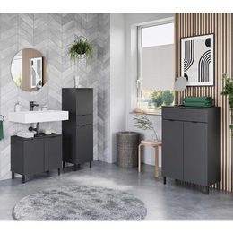 Pharao24.de Badmoebel Set in Dunkelgrau modernem Design (vierteilig)