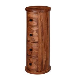 Pharao24.de S&auml;ulenkommode massiv Holz mit vier Schubladen 85 cm hoch