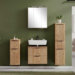 Pharao24.de Badset mit Spiegelschrank in modernem Design Made in Germany (vierteilig)