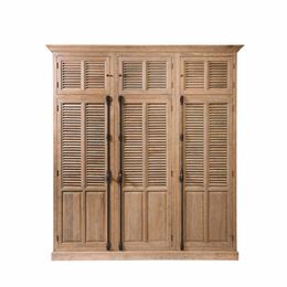 Pharao24.de Landhaus Kleiderschrank mit Lamellent&uuml;ren Eiche