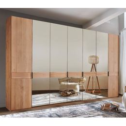 Pharao24.de Schlafzimmerschrank Kleiderschrank teilmassiv mit Spiegeln und Dreht&uuml;ren