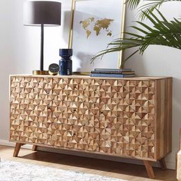 Pharao24.de Design Sideboard aus Akazie Massivholz Retrostil