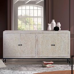 Pharao24.de Sideboard Kommode aus Mangobaum Massivholz in Antikwei&szlig;