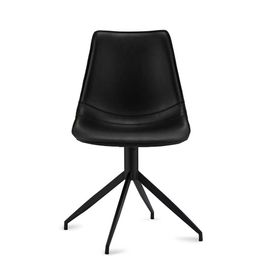 Pharao24.de Esstisch St&uuml;hle drehbar Schwarz Kunstleder (2er Set)