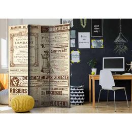 Pharao24.de Leinwand Paravent mit nostalgischem Zeitungsmotiv 3 teilig