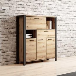 Pharao24.de Gro&szlig;es Esszimmer Highboard im Industry und Loft Stil 120 cm breit