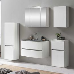 Pharao24.de Badm&ouml;belkomplettset in Wei&szlig; 160 cm breit (f&uuml;nfteilig)