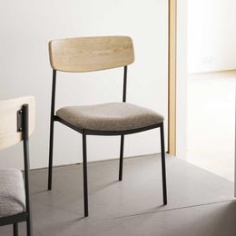 Pharao24.de Essstuhl K&uuml;chenstuhl aus Metall mit R&uuml;ckenlehne aus Holz (2er Set)