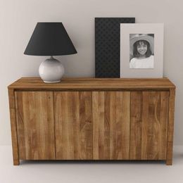 Pharao24.de Wildeiche Sideboard mit 4 T&uuml;ren massiv ge&ouml;lt