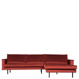 Pharao24.de Couchecke in Kastanienbraun Samt Retro Design