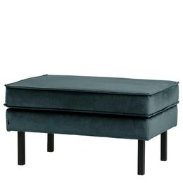Pharao24.de Sofa Hocker in Petrol Samt Retro Design
