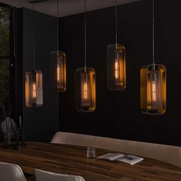Pharao24.de Pendelleuchte Metall Industrial in Schwarzgrau 145 cm breit