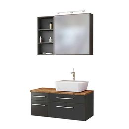 Pharao24.de Design Badezimmerm&ouml;bel in dunkel Grau und Wildeiche Dekor Made in Germany (dreiteilig)