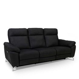Pharao24.de Wohnzimmercouch mit Relaxfunktion Schwarz Microfaser