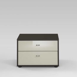 Pharao24.de Nachtkonsole in Creme Grau Braun Glas beschichtet