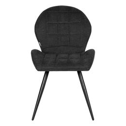 Pharao24.de Stuhl Esszimmer Stoffbezug in Anthrazit Gestell Schwarz (2er Set)