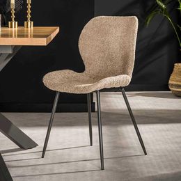 Pharao24.de Stuhl Set Beige Boucle mit Gestell aus Metall 84 cm hoch (4er Set)