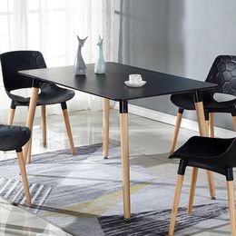 Pharao24.de Skandi Design K&uuml;chentisch in Schwarz Vierfu&szlig;gestell aus Buche