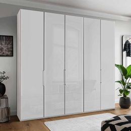 Pharao24.de Schlafzimmerkleiderschrank mit Dreh- und Faltt&uuml;ren Wei&szlig; glasbeschichtet
