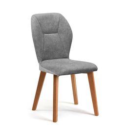 Pharao24.de Esszimmerstuhl Stuhl Esszimmer aus Flockstoff mit Gestell aus Massivholz (2er Set)