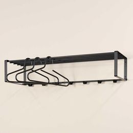 Pharao24.de Metall H&auml;ngegarderobe modern in Schwarz pulverbeschichtet 100 cm breit