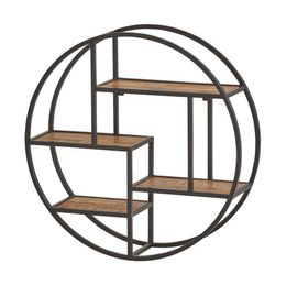 Pharao24.de Wohnzimmer Regal rund modern aus Mangobaum Massivholz Metall