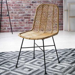 Pharao24.de 2 St&uuml;hle aus Rattan Metallgestell (2er Set)