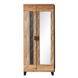 Pharao24.de Garderobenschrank in Wildeichefarben Spiegel aus Wildeiche Massivholz 85x201x38 cm Pharao24