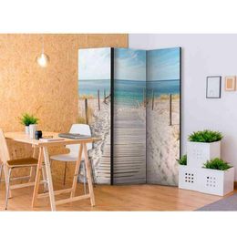 Pharao24.de Paravent Sichtschutz mit Nordseestrand Motiv 3 teilig