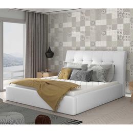 Pharao24.de Doppelbett Bettgestell in Wei&szlig; aus Kunstleder