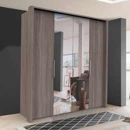 Pharao24.de Schlafzimmerschrank mit Spiegelt&uuml;ren Eiche Tr&uuml;ffelfarben