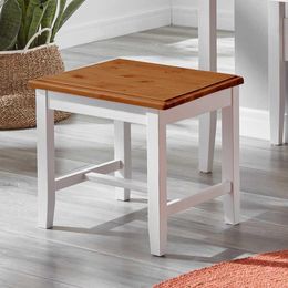 Pharao24.de Massivholz Hocker im Landhausstil Wei&szlig; und Kiefer Bernstein