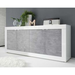 Pharao24.de Esszimmer Kommode in Wei&szlig; und Beton Grau modern