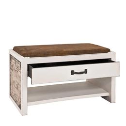 Pharao24.de Dielenbank in Wei&szlig; Braun Shabby Chic
