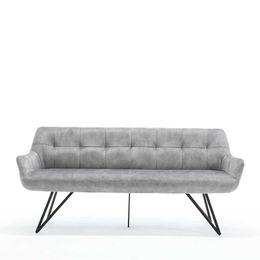Pharao24.de Graue Velours Polsterbank in modernem Design 180 cm breit