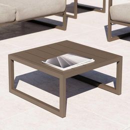 Pharao24.de Couchtisch Outdoor Aluminium in Graugr&uuml;n pulverbeschichtet B&uuml;gelgestell
