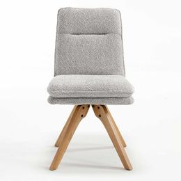 Pharao24.de Moderne Esstischst&uuml;hle in Eichefarben Grau Boucle (2er Set)