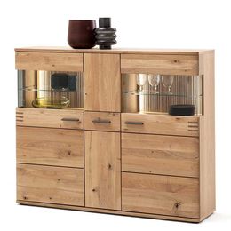 Pharao24.de Highboard in Balkeneiche Bianco furniert 150 cm breit