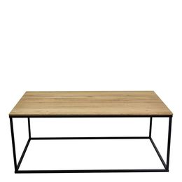 Pharao24.de Couch Beistelltisch aus Wildeiche Massivholz & Metall 40 cm hoch