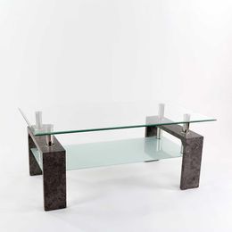 Pharao24.de Wohnzimmertisch mit Glasplatte in modernem Design 100 cm breit
