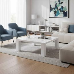 Pharao24.de Sofa Tisch in Wei&szlig; Hochglanz 90 cm breit