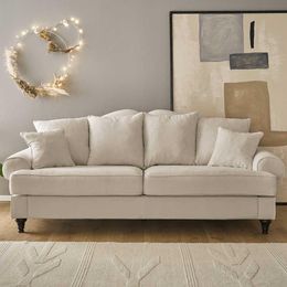 Pharao24.de Sofa Vintage Beige im Landhausstil 230 cm breit - 100 cm tief aus Microfaser 230x95x100 cm Pharao24