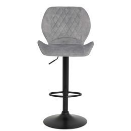 Pharao24.de Bar Hocker in Grau und Schwarz Metall Tellerfu&szlig; (2er Set)