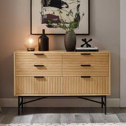 Pharao24.de Sideboard mit Schubladen im Skandi Design Eichefarben und Schwarz
