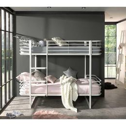 Pharao24.de Kinderdoppelstockbett in Wei&szlig; Metall