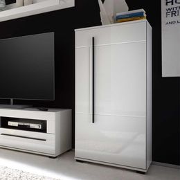 Pharao24.de Seitenschrank in Hochglanz Wei&szlig; 60 cm