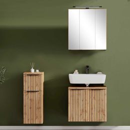 Pharao24.de G&auml;stetoilette M&ouml;bel h&auml;ngend in Wildeichefarben Made in Germany (dreiteilig)