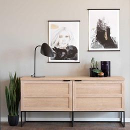 Pharao24.de Wohnzimmer Sideboard aus Eiche White Wash massiv 160 cm breit
