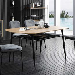 Pharao24.de Design Esszimmer Tisch in Holz Naturfarben Retrostil