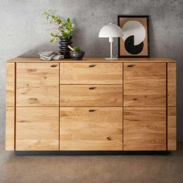 Pharao24.de Esszimmersideboard Wildeiche massiv in modernem Design zwei Schubladen